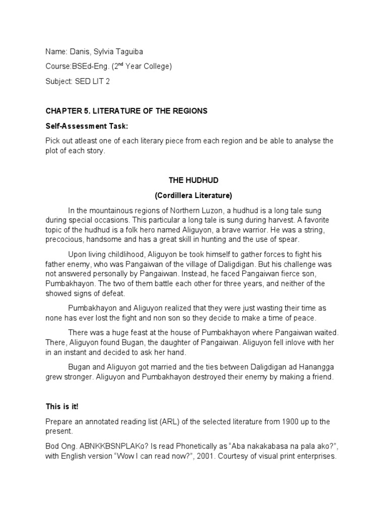 SED LIT 2 Chapter 5 Activities | PDF