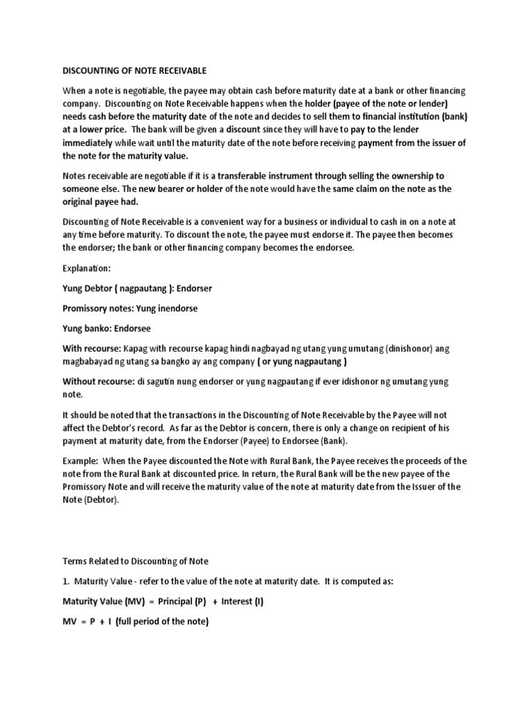 DISCOUNTING OF NOTE RECEIVABLE (AutoRecovered) | PDF | Discounting ...