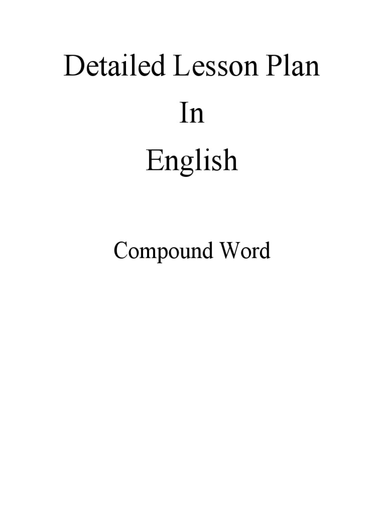 Lesson Plan: Understanding Compound Words | PDF | Lesson Plan ...