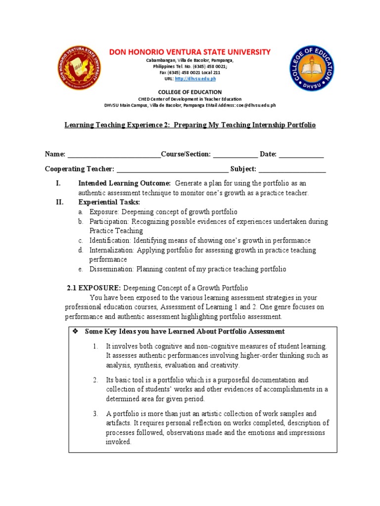 Learning Teaching Experience 2 Preparing My Teaching Internship ...