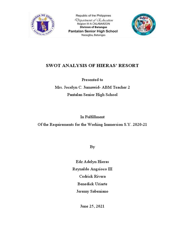SWOT Analysis Hieras Resort | PDF | Swot Analysis