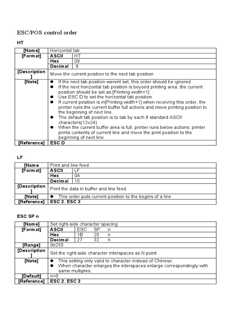 Configure Horizontal Tab Positions for ESC/POS Printer | PDF | Qr Code | Ascii