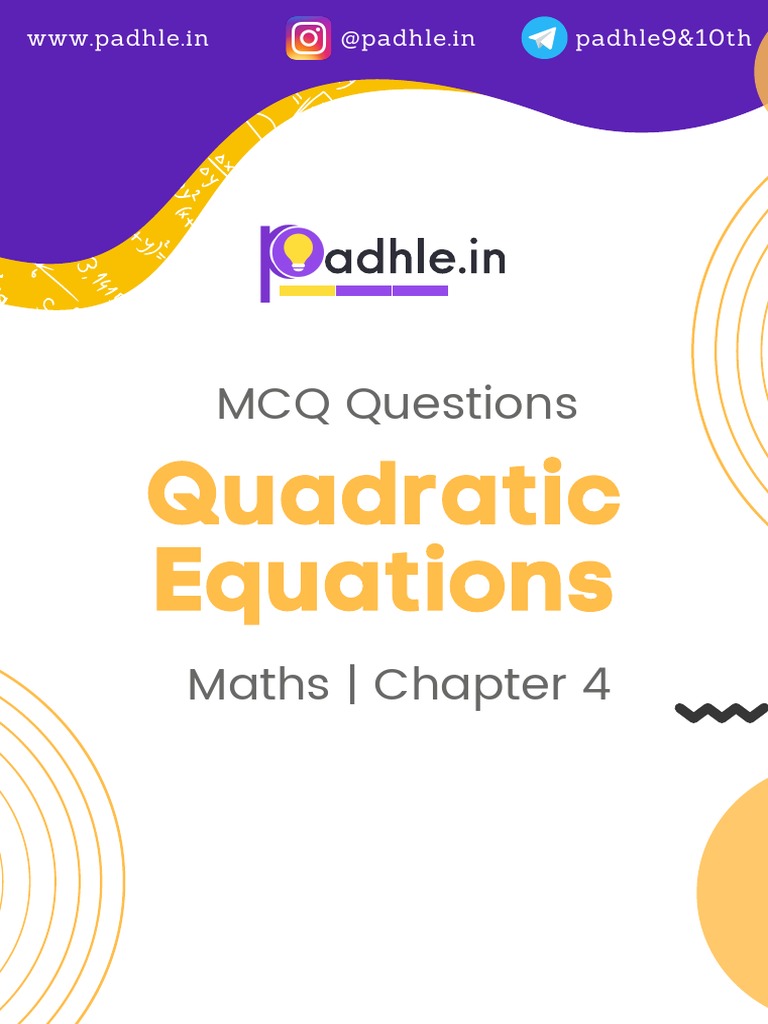 Chapter 4 Quadratic Equations Watermark Pdf Quadratic Equation