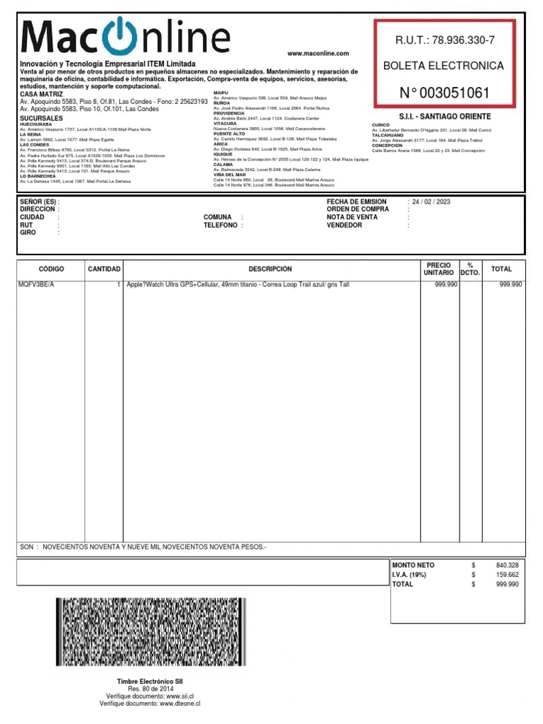 Boleta de Compra | PDF | Empresas minoristas | Desarrollos comerciales planificados