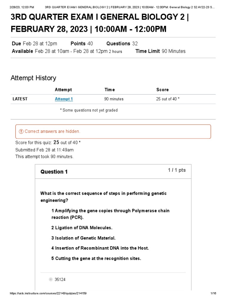 General Biology 2: 3rd Quarter Exam | PDF | Cell (Biology) | Mitosis