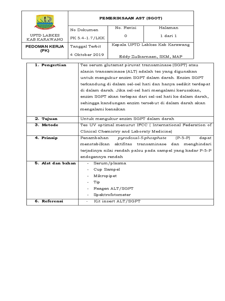 PK Pemeriksaan ALT (SGPT) | PDF