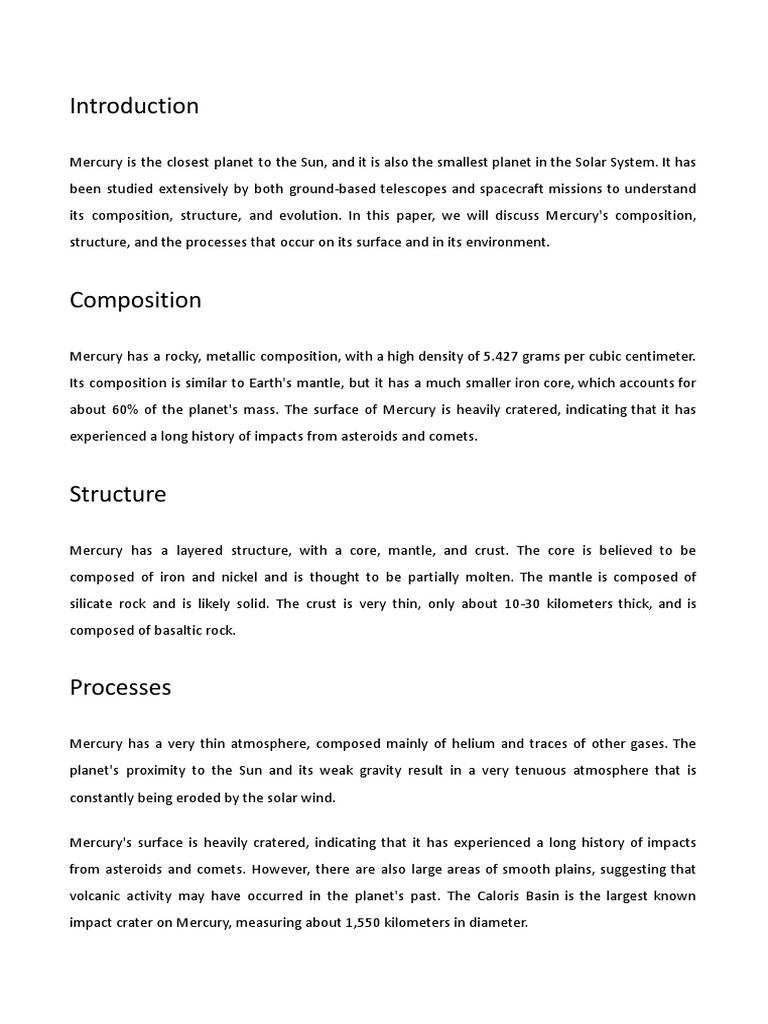 Mercury: Composition and Structure Overview | PDF