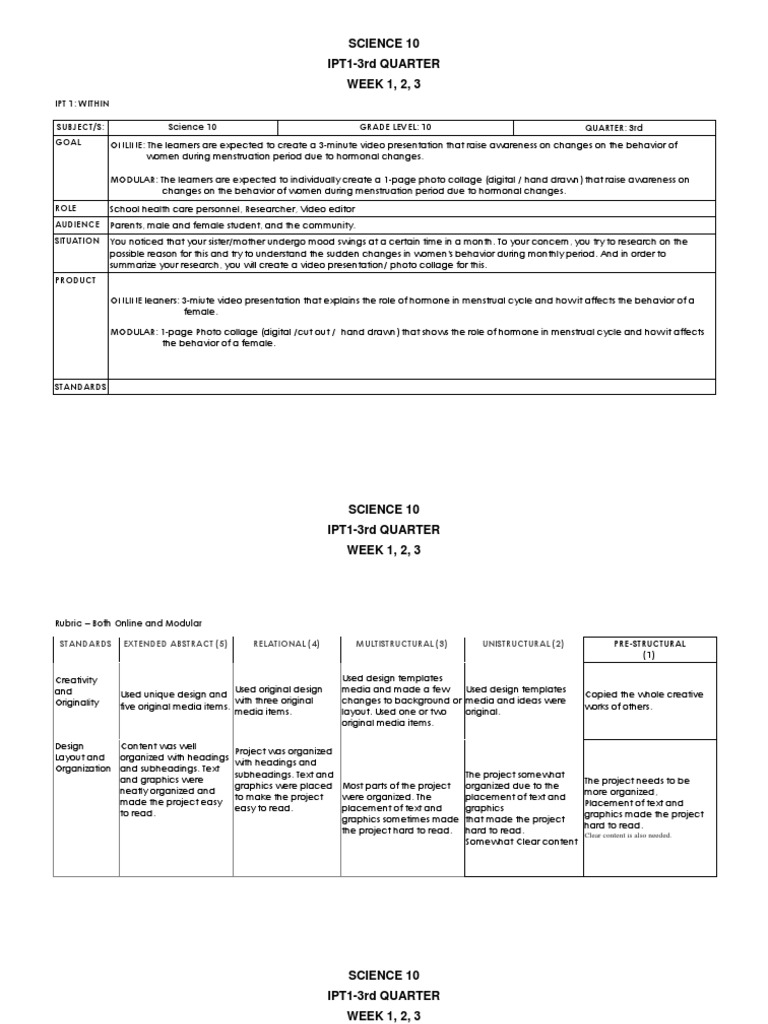 Science-10 Ipt1 Q3 | PDF | Menstruation | Page Layout