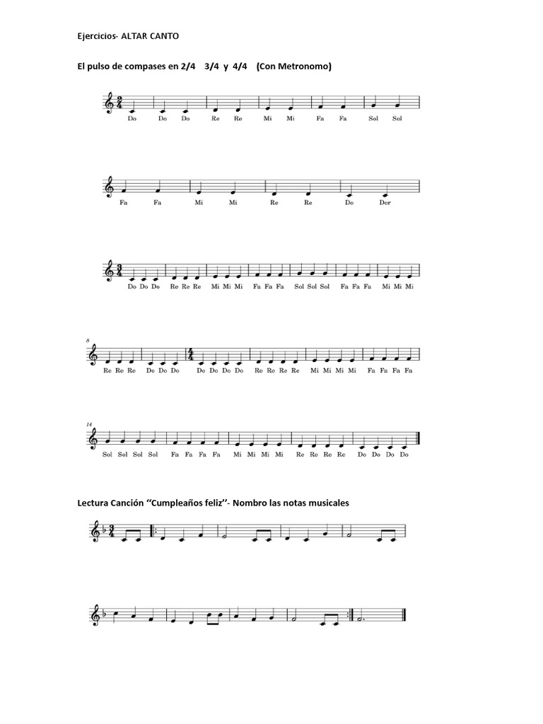 Ejercicios de Canto y Ritmo Musical | PDF