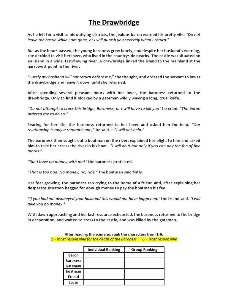 The Drawbridge Exercise | PDF