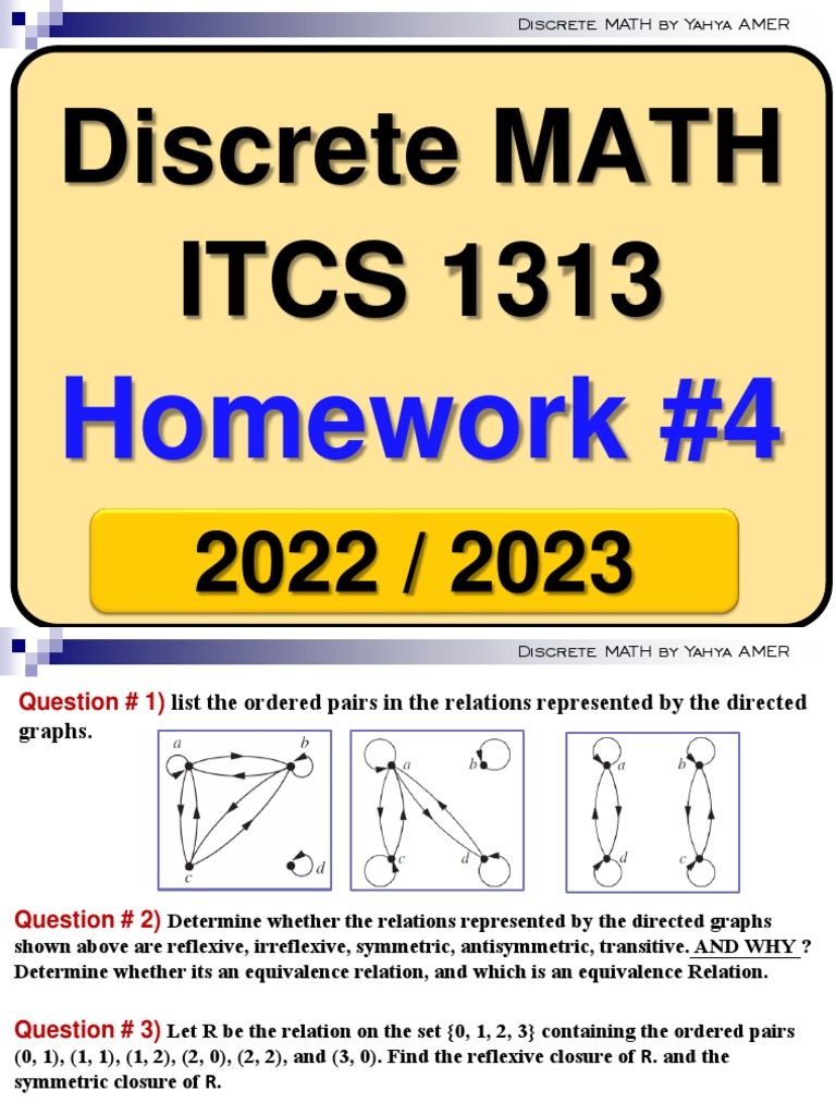 Discrete Math Lecture 04 Hw 2022 Pdf Pdf Mathematics Mathematical Concepts