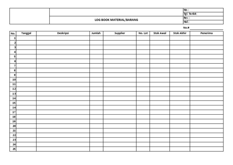 Log Book for Material Management | PDF
