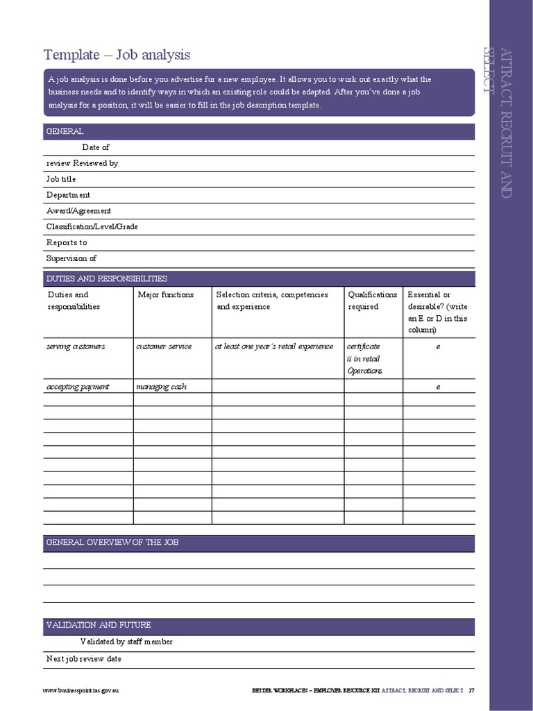 Template Job Analysis | PDF