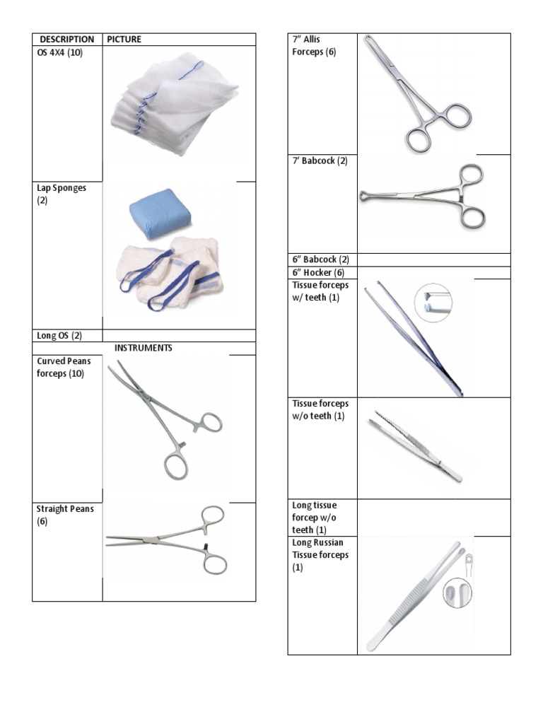 Operating Room Instrument List | PDF | Sports & Recreation | History
