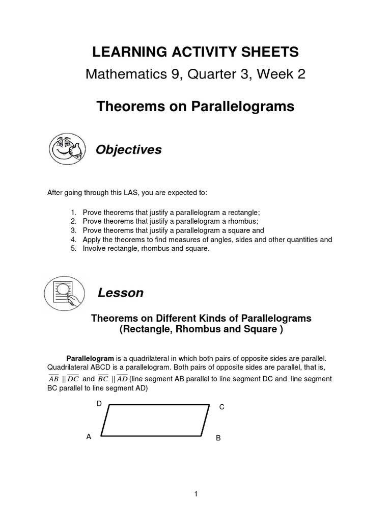 LAS Math9 Q3 Wk2 - Theorems-on-Parallelograms PDF | PDF | Rectangle ...