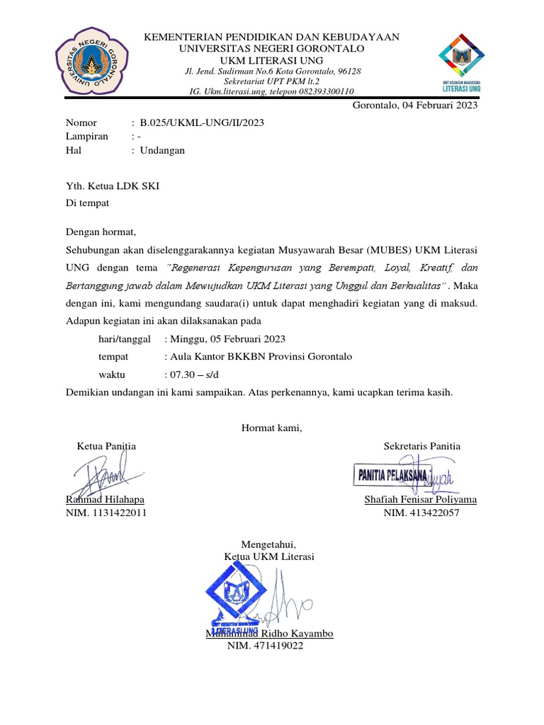 025.undangan Ketua LDK SKI | PDF