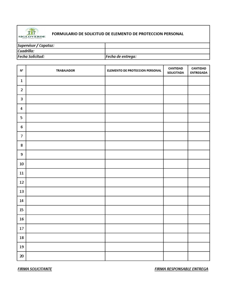 Solicitud Epp S | PDF