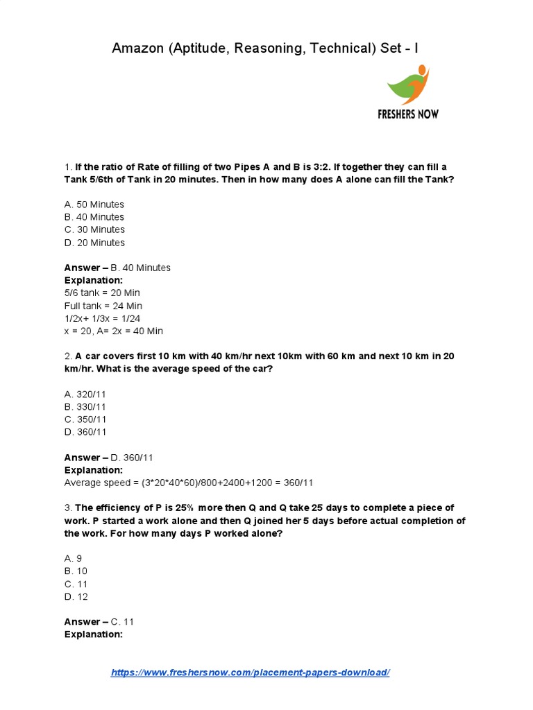 Amazon Aptitude Reasoning Technical Set I | PDF | Queue (Abstract Data Type) | Computer Programming