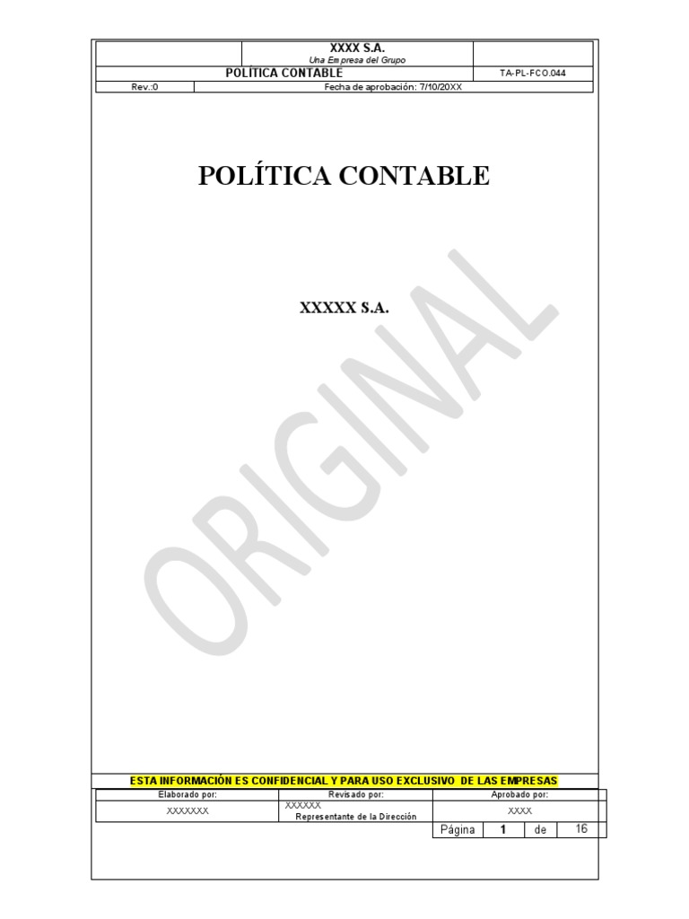 POLÍTICA CONTABLE - Modelo Smart | PDF | Contabilidad | Impuestos