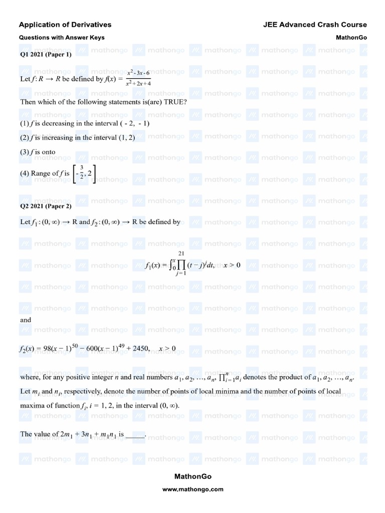 Application of Derivatives | PDF