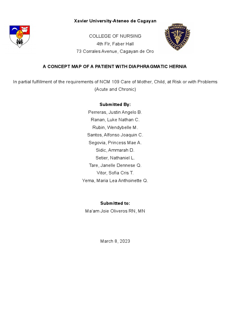 Diaphragmatic Hernia Concept Map | PDF | Surgery | Lung