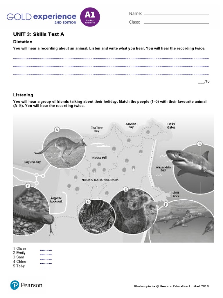 Gold Exp A1 U3 Skills Test A | PDF