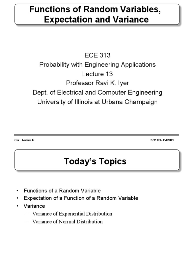 Functions of Random Variables PDF | PDF | Probability Distribution | Probability Density Function