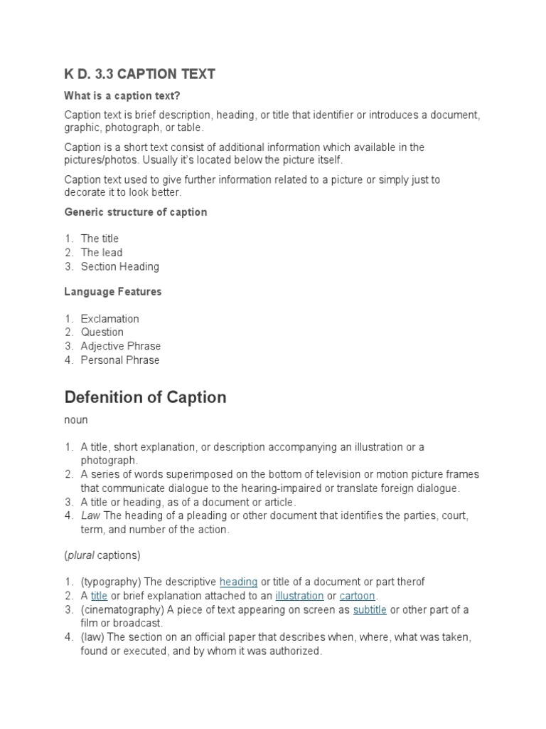 Caption Text | PDF | Photograph | Cognitive Science