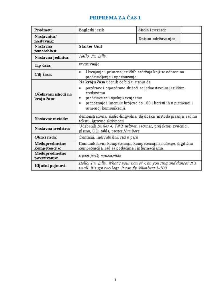 Priprema Za Cas (4. Razred) | PDF