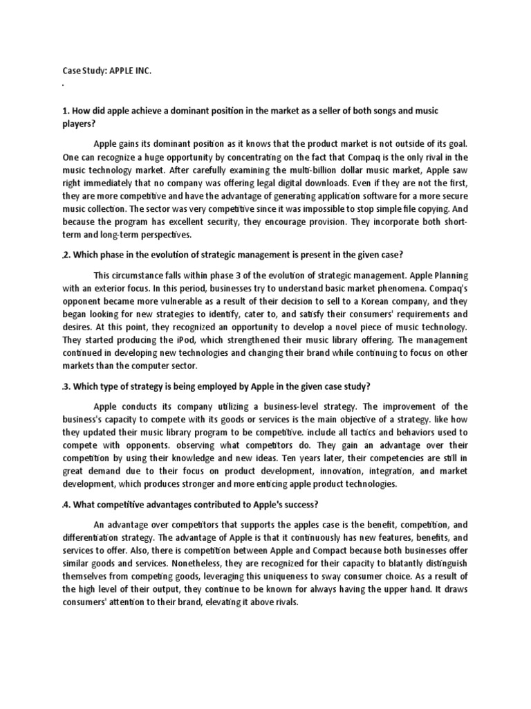 Strategic Management 1 Activity 1 | PDF | Strategic Management | Apple Inc.
