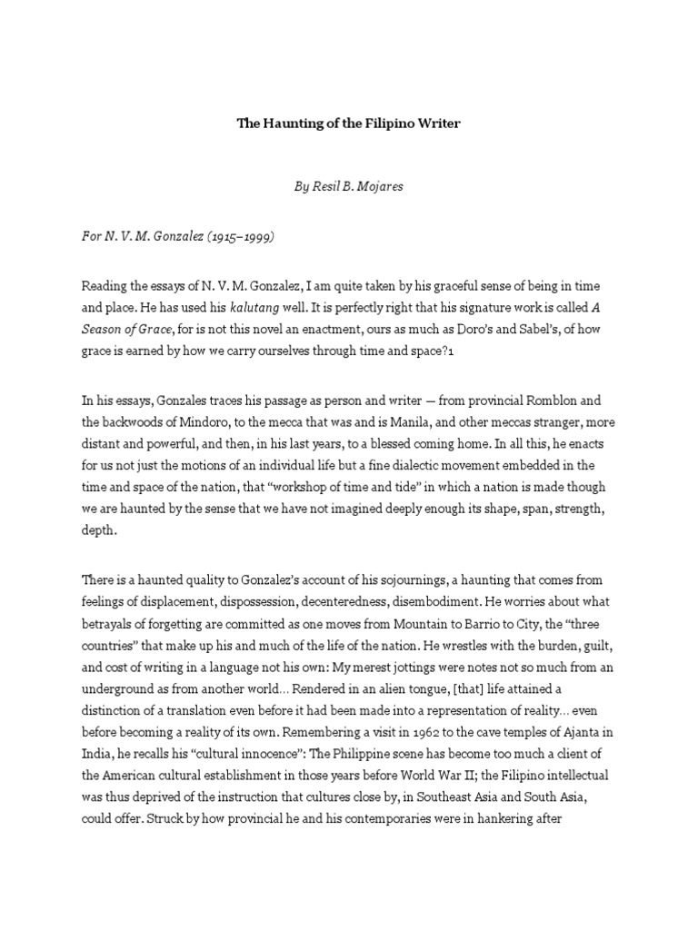 The Haunting of The Filipino Writer | PDF | Tagalog Language | Philippines