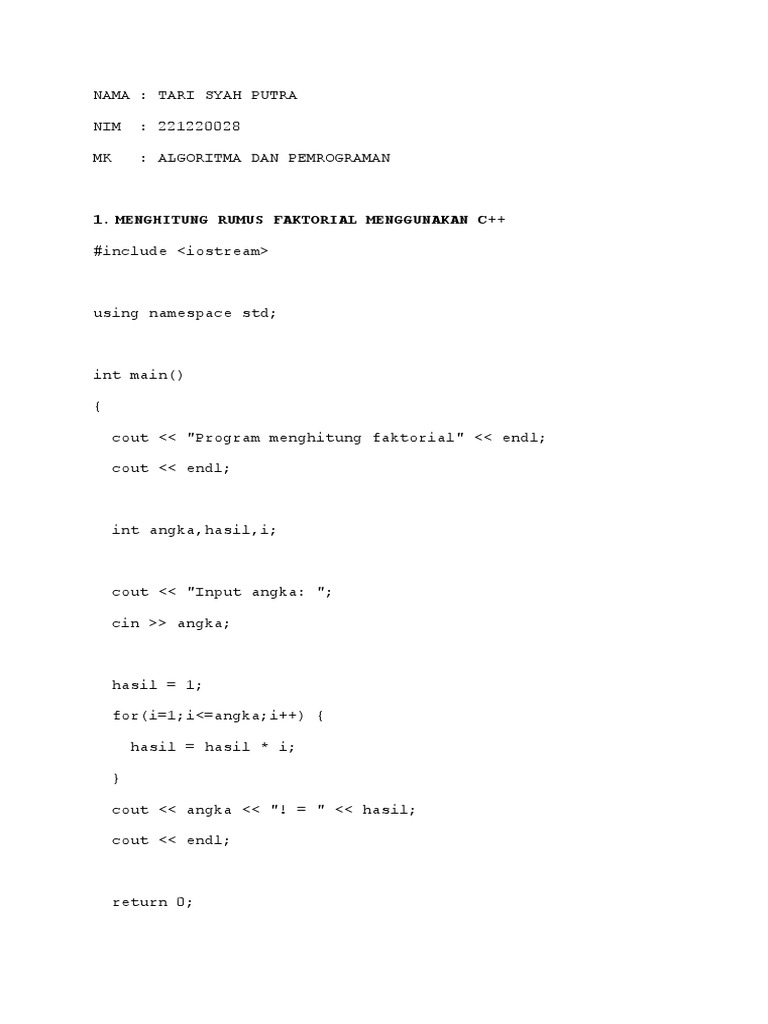 TUGAS ALGORITMA DAN PEMROGRAMAN-1 - Tari | PDF