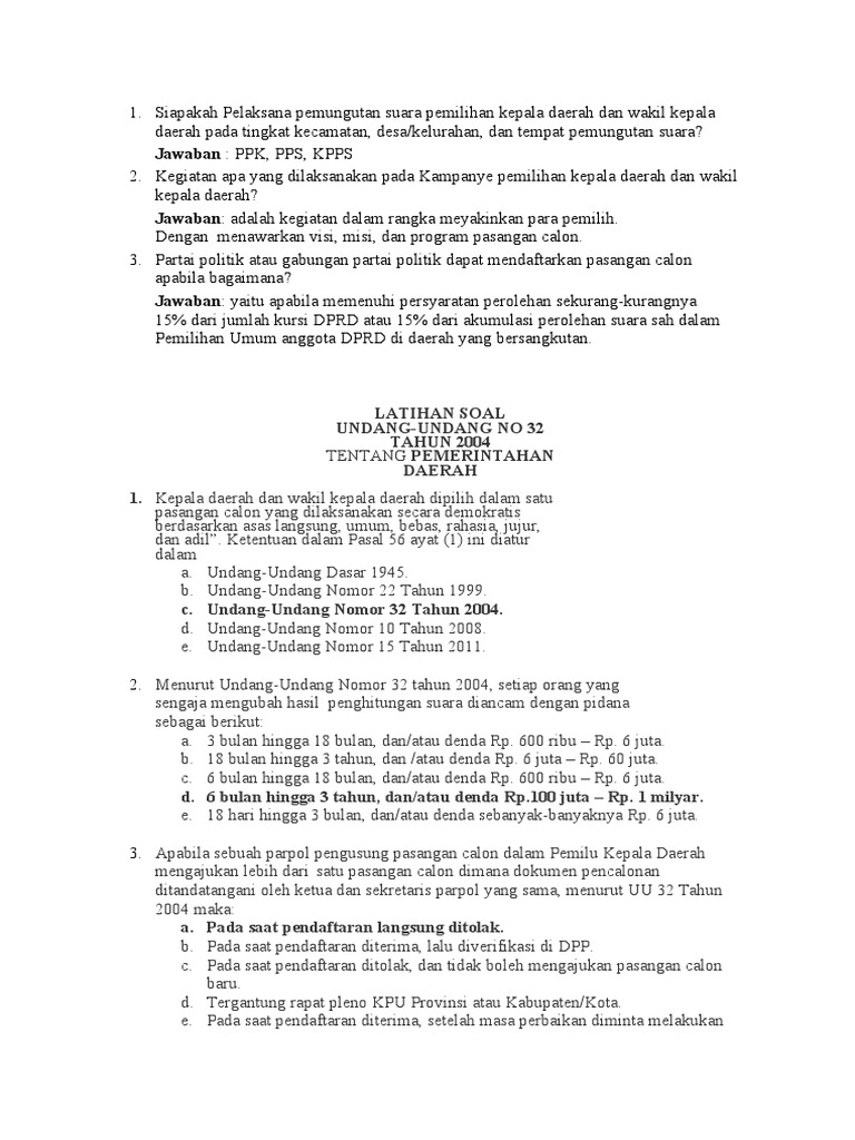 Undang - Undang Nomor 32 Tahun 2004 | PDF