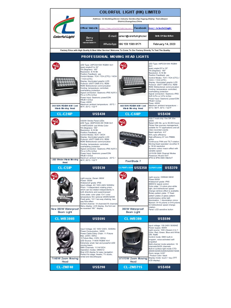 COLORFULLIGHT FACTORY Catalog Price 20230214-Berry PDF | PDF | Light ...