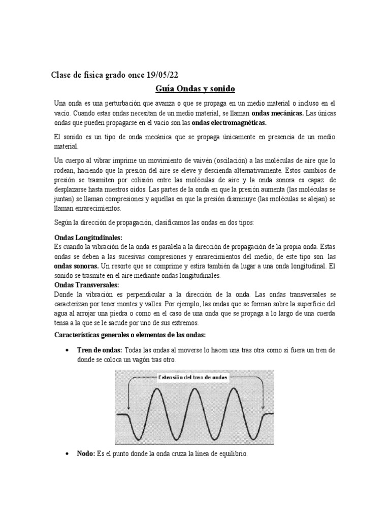 Guía N°10 Ondas y Sonido Primer Ciclo | PDF | Olas | Longitud de onda