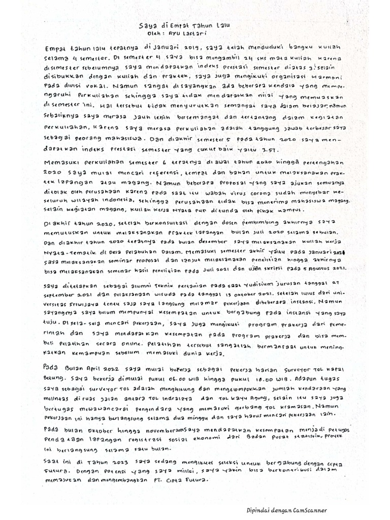 Essay Pengalaman 4 Tahun Kebelakang | PDF