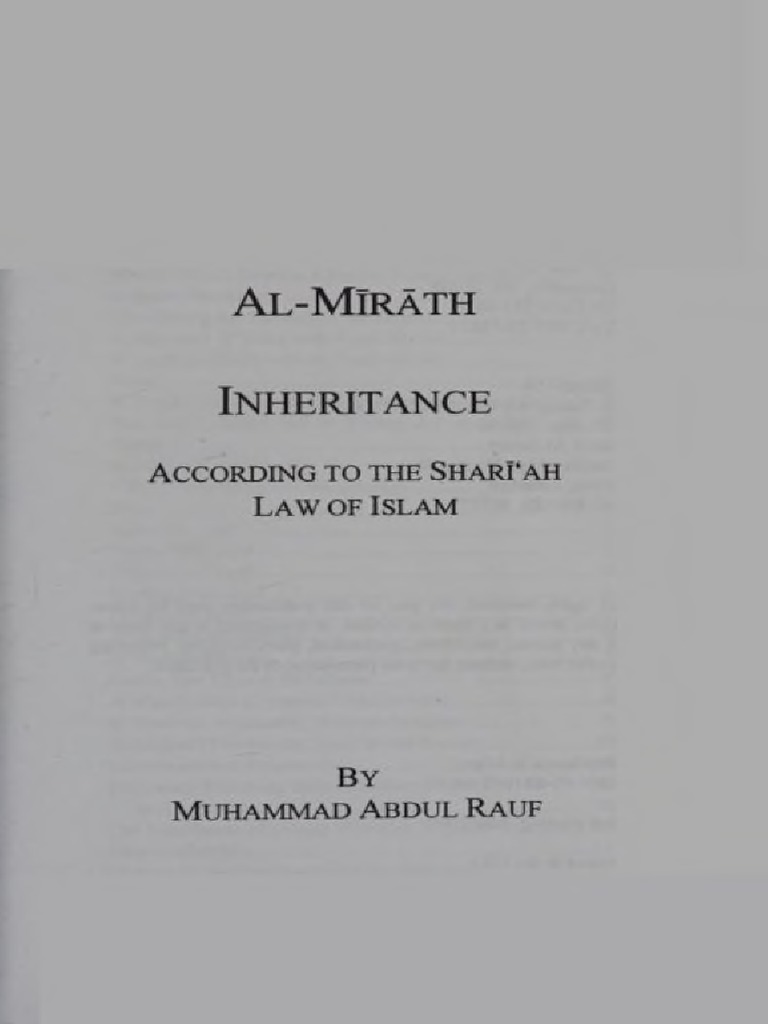 Al Mirath Inheritance According To The SharIah Law of Islam | PDF | Muhammad | Umar