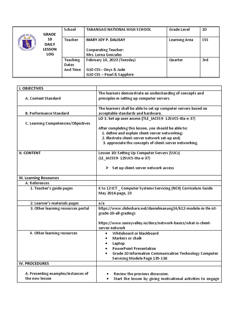 Client-Server Networking Lesson Plan | PDF | Client–Server Model | Peer ...