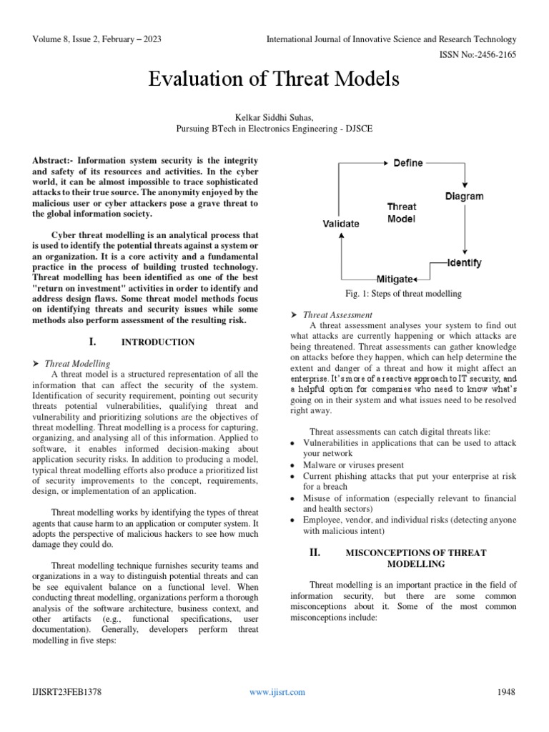 Evaluation of Threat Models | PDF | Threat (Computer) | Security