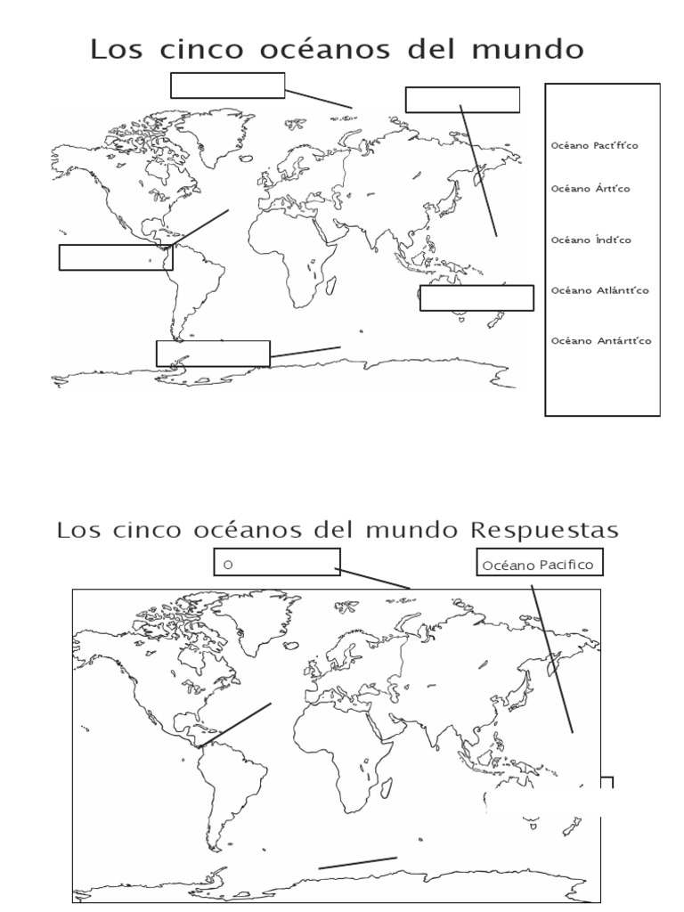 Los Cinco Oceanos Del Mundo Ficha de Actividad Ver 1 | PDF