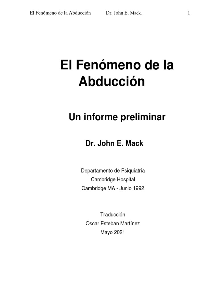 John E Mack - Abduction PDF | PDF | Abducción alienigena | Objeto volador no identificado