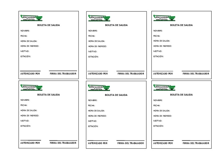 Formato Boleta de Salida | PDF