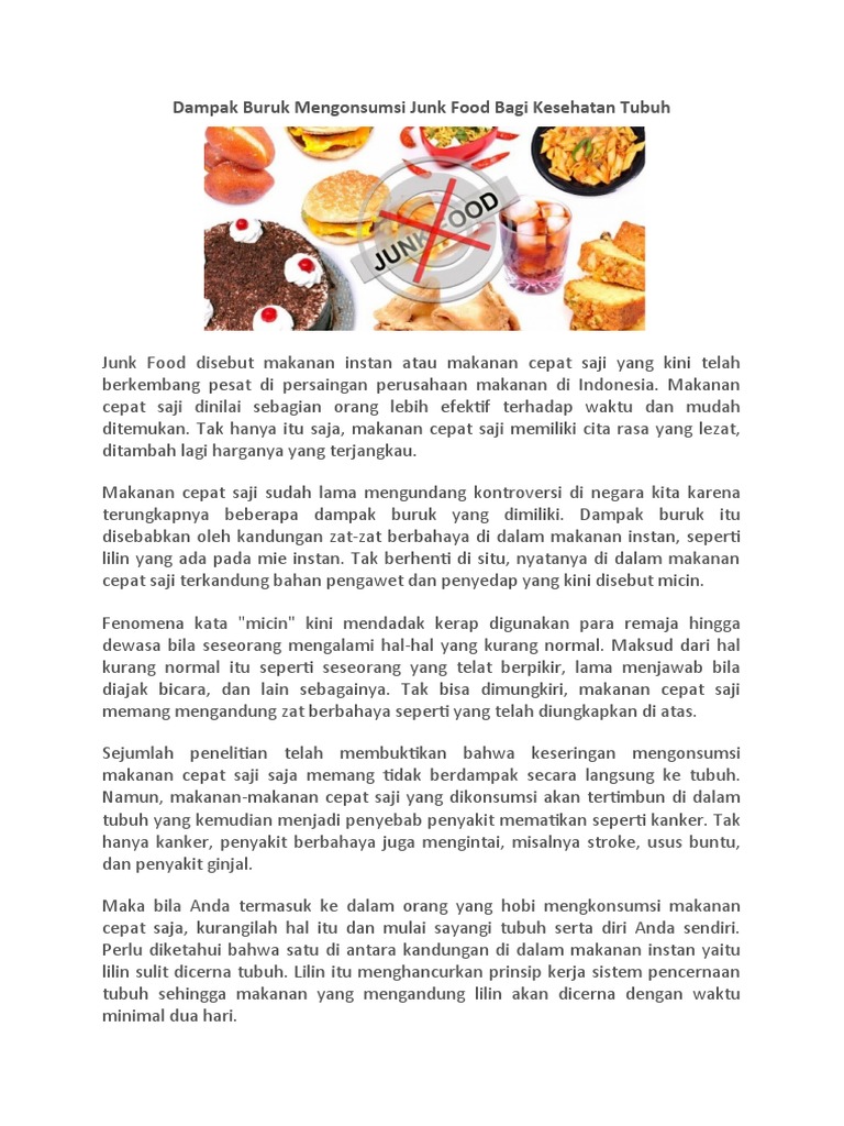 Dampak Junk Food pada Kesehatan Tubuh | PDF