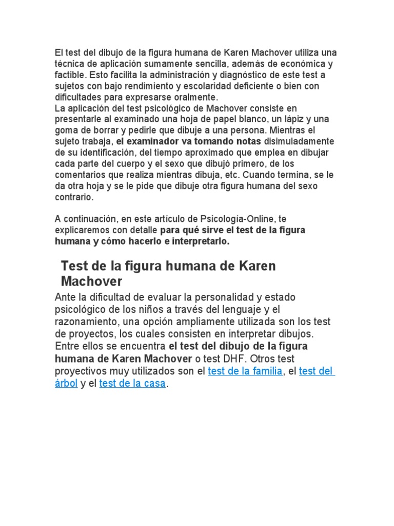 Test de la Figura Humana de Machover | PDF | Dibujo | Agresión