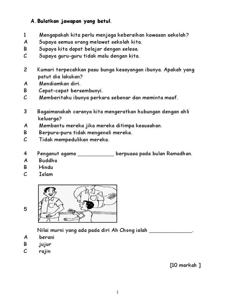 Exam Moral Tahun 2 | PDF