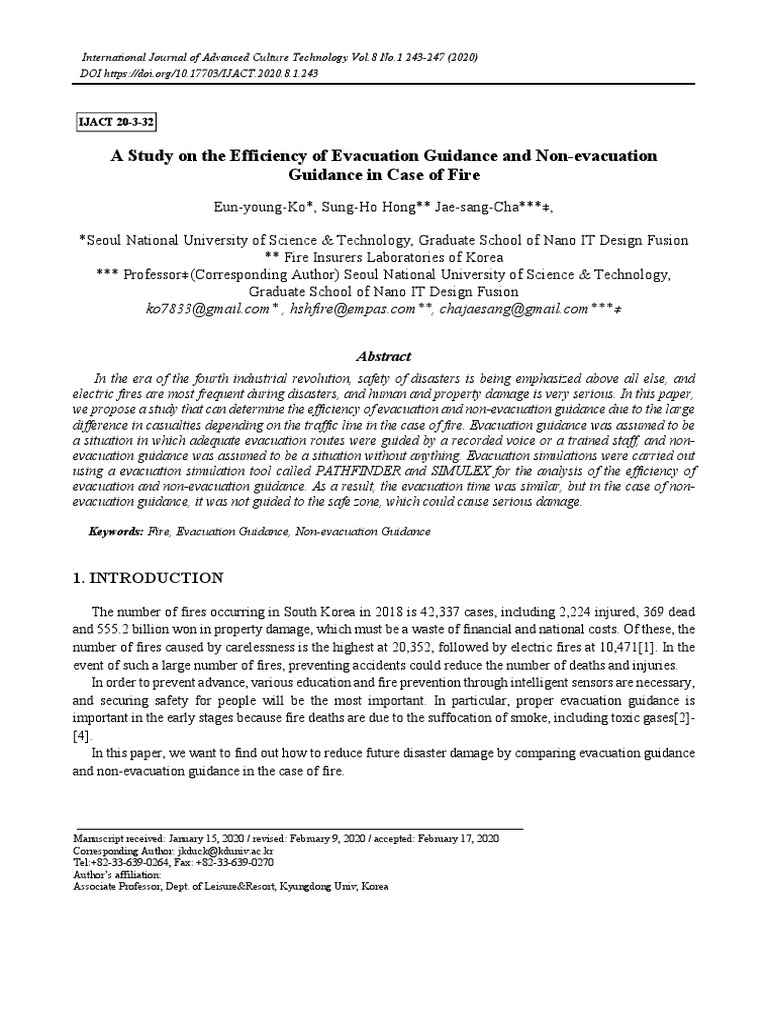 A Study On The Efficiency of Evacuation Guidance and Non-Evacuation ...
