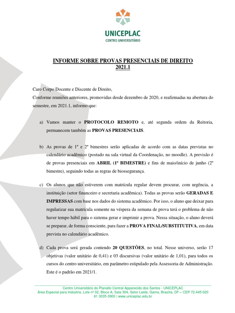 Informe Sobre Provas Presenciais de Direito - VF PDF | PDF | Carreira e ...