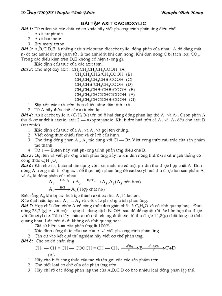 Bài tập axit PDF | PDF