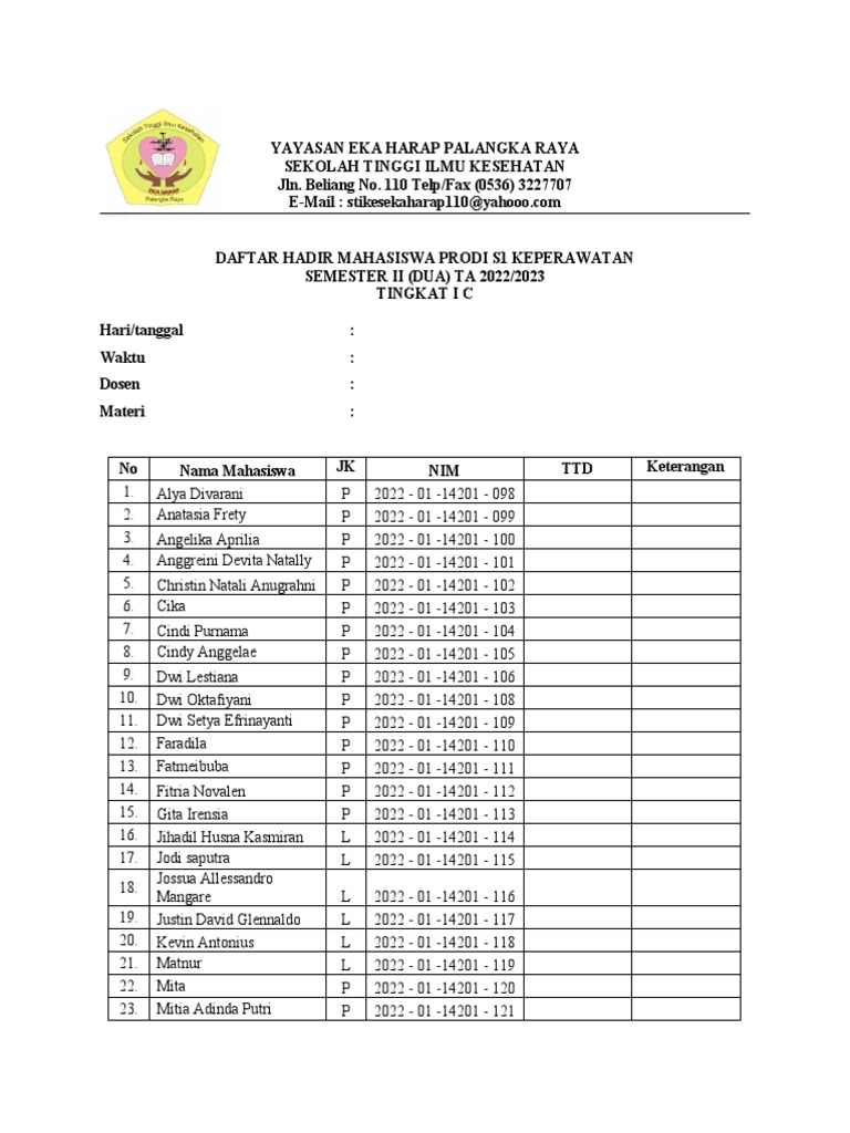 Absensi TK 1C-1 | PDF