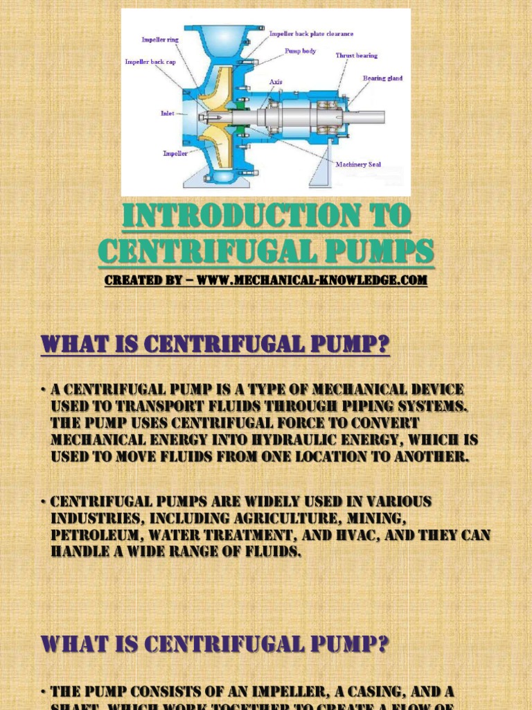 Introduction To Centrifugal Pumps PDF | PDF | Pump | Gases Introduction To Centrifugal Pumps PDF | PDF | Pump | Gases